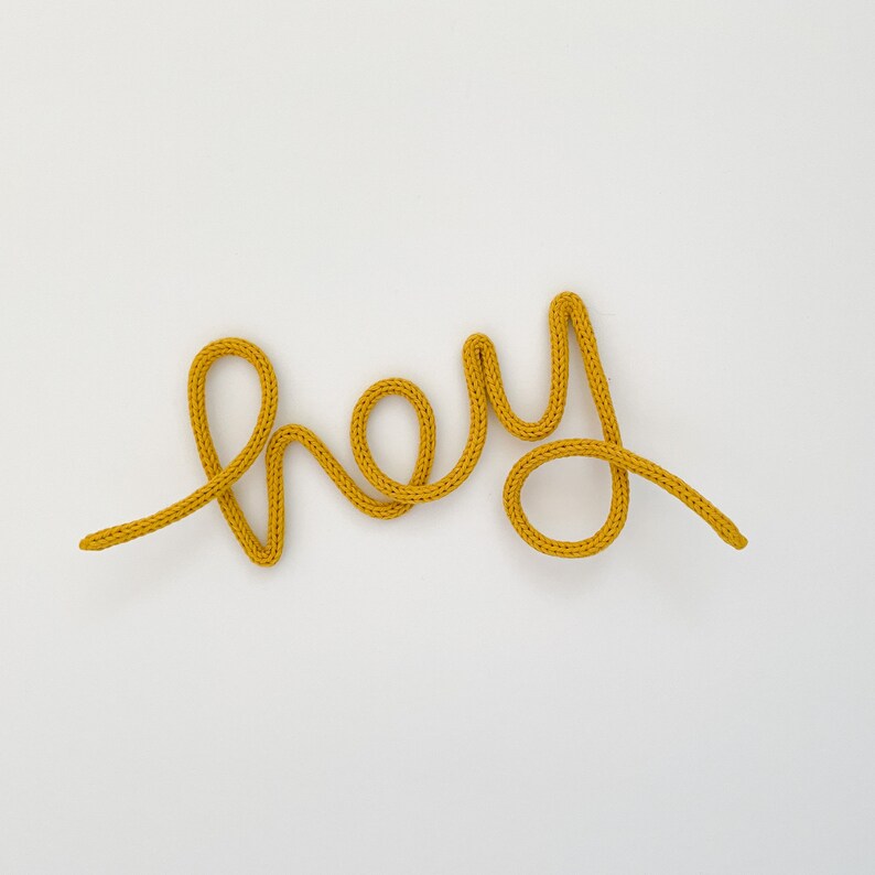 Hey Knitted Rope Sign Scandi Style Wire Word Wall Hanging / - Etsy