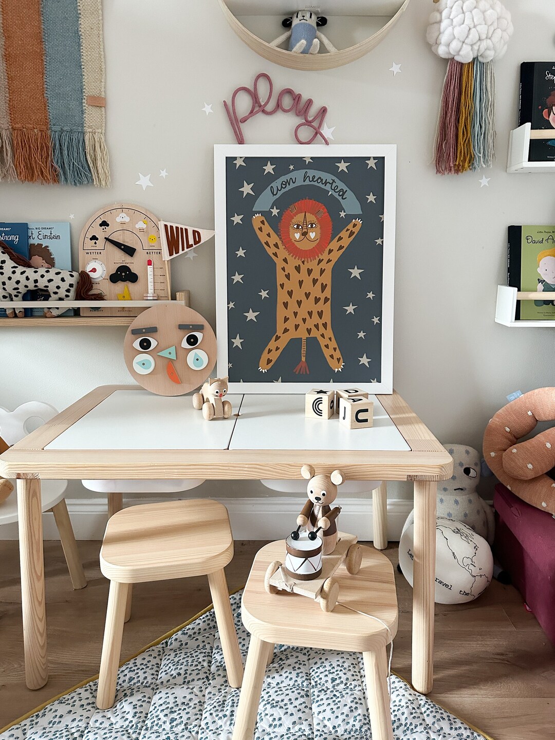 Lionheart Brave and Kind, Lion Wall Art Print for Safari Jungle Theme Kids Bedroom, Play Room ...