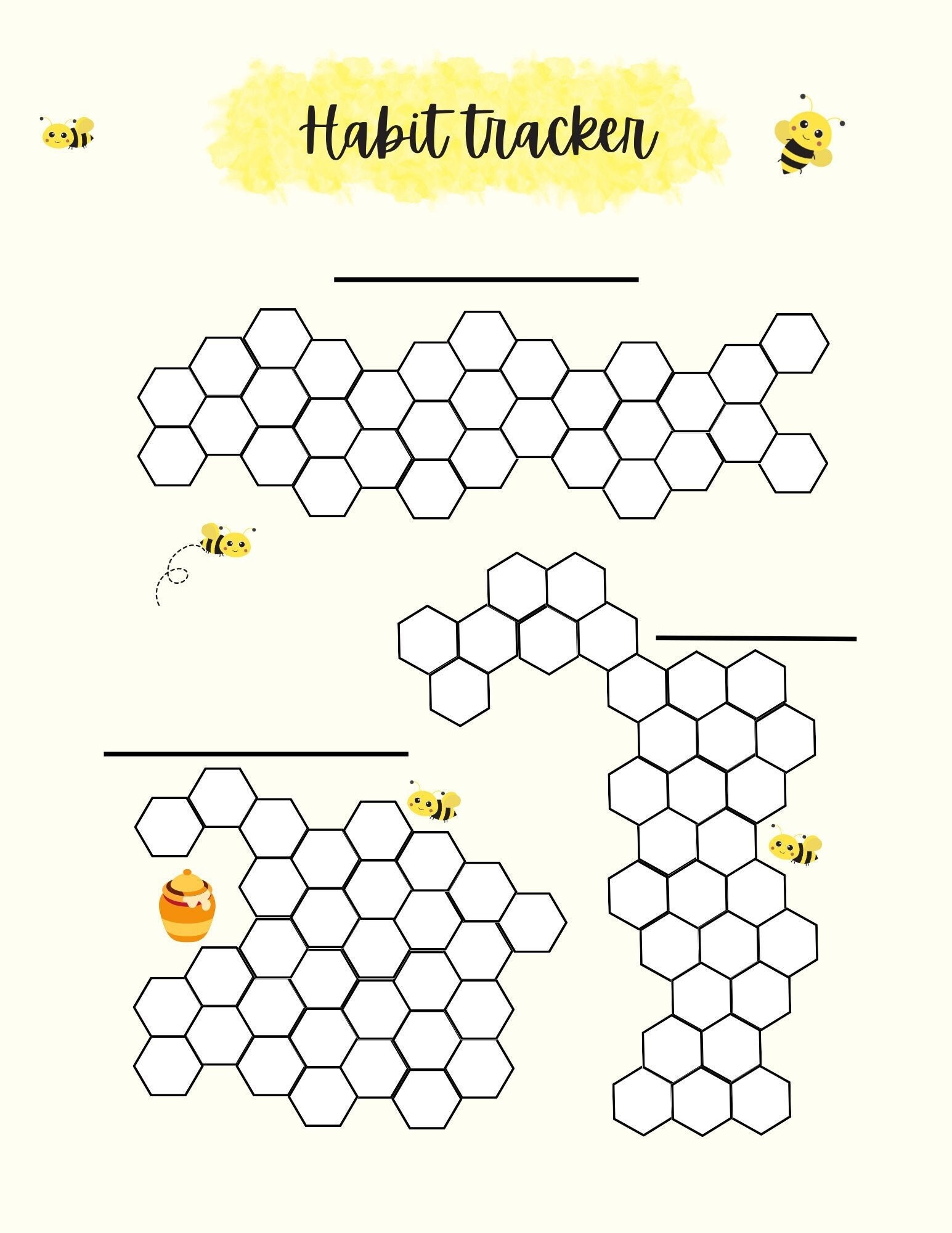 Bee Themed Habit Tracker Positive Changes, Bumble Bee, Digital Download ...