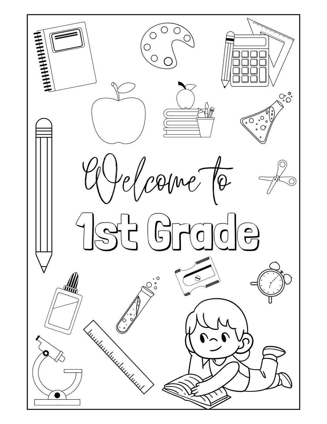 First Day of School Coloring Page | - Etsy