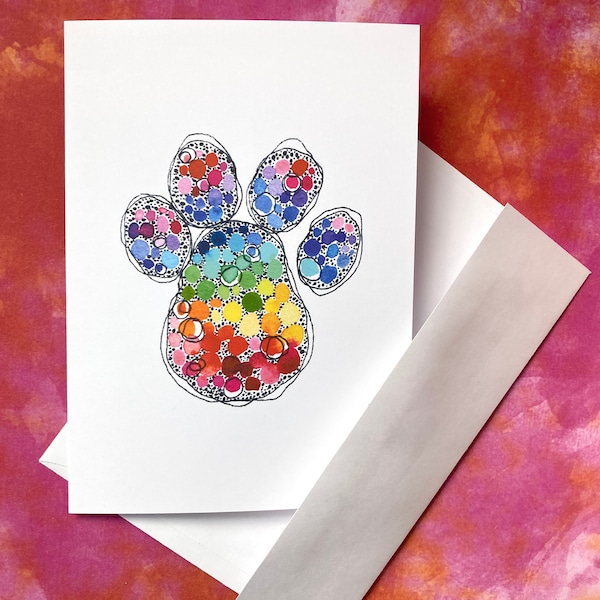 Paw Print Card - Etsy