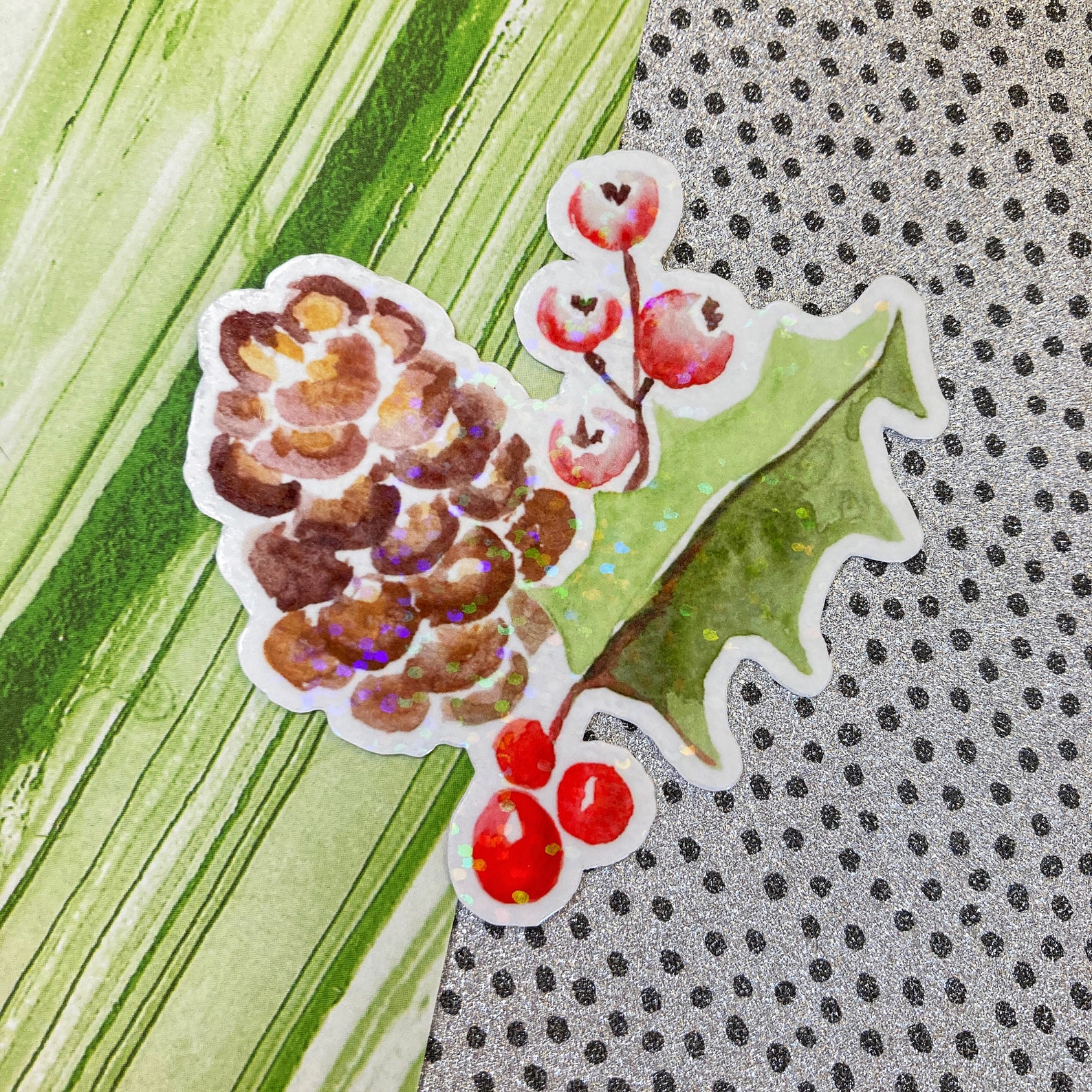 Pine Cone Sticker Mistletoe Sticker Berries Sticker 2.5 X - Etsy