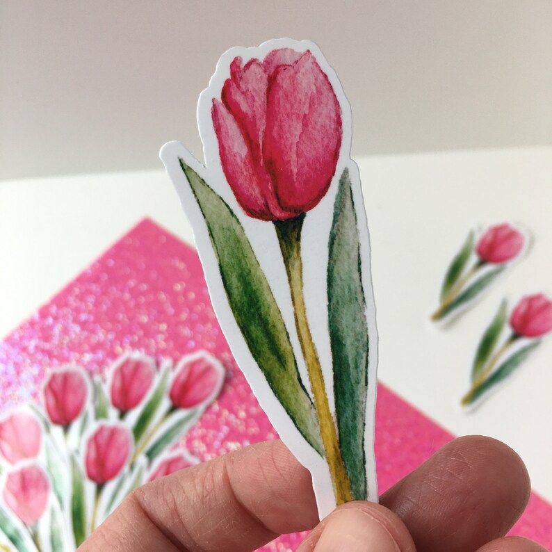Tulip Stickers Wildflower Decals Handpainted Spring Flowers - Etsy