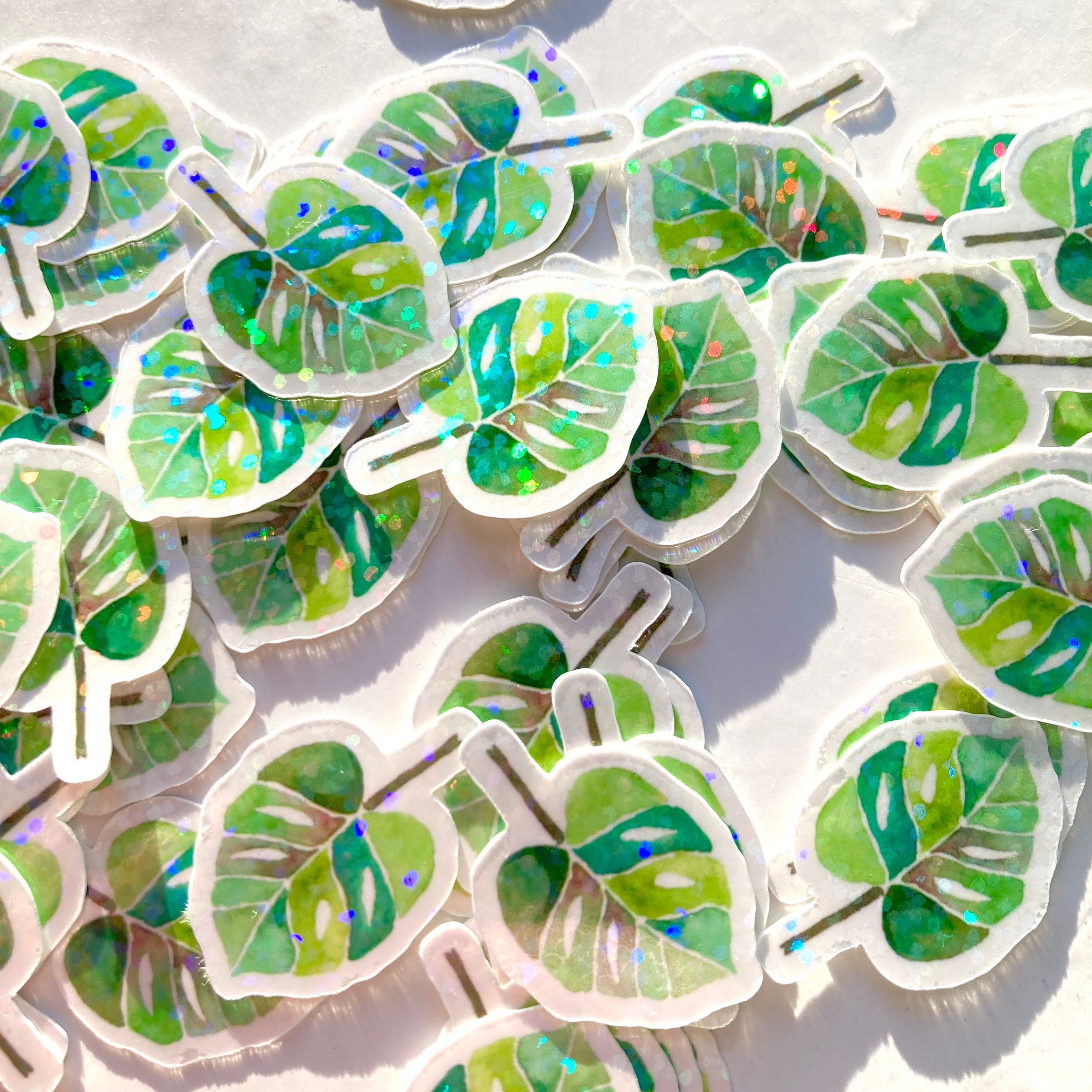 Monstera Leaves Sticker Mini Glitter Sticker Flakes for Diy - Etsy