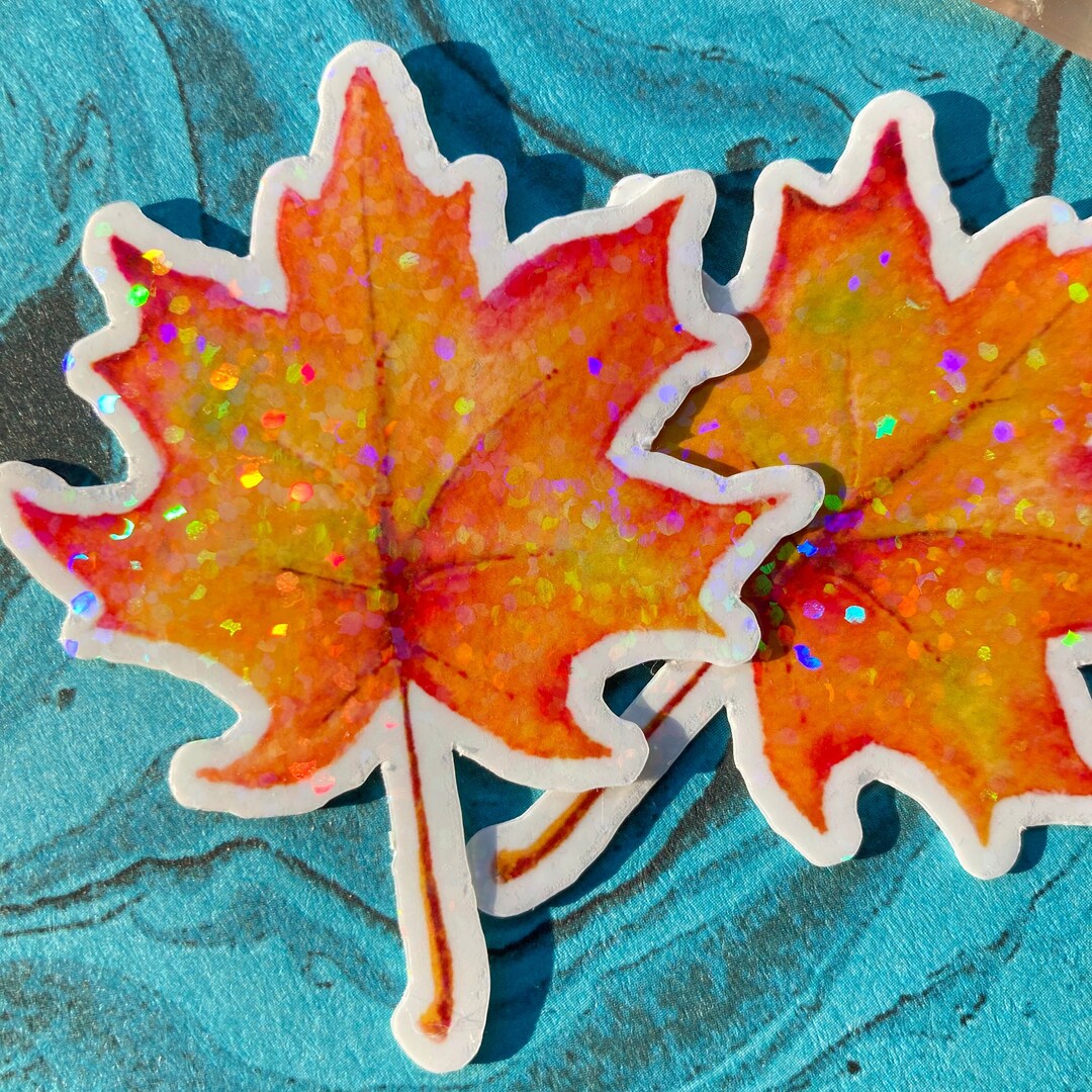 Fall Maple Leaf Sticker, Fall Leaves Sticker, Vinyl Sticker, Watercolor ...