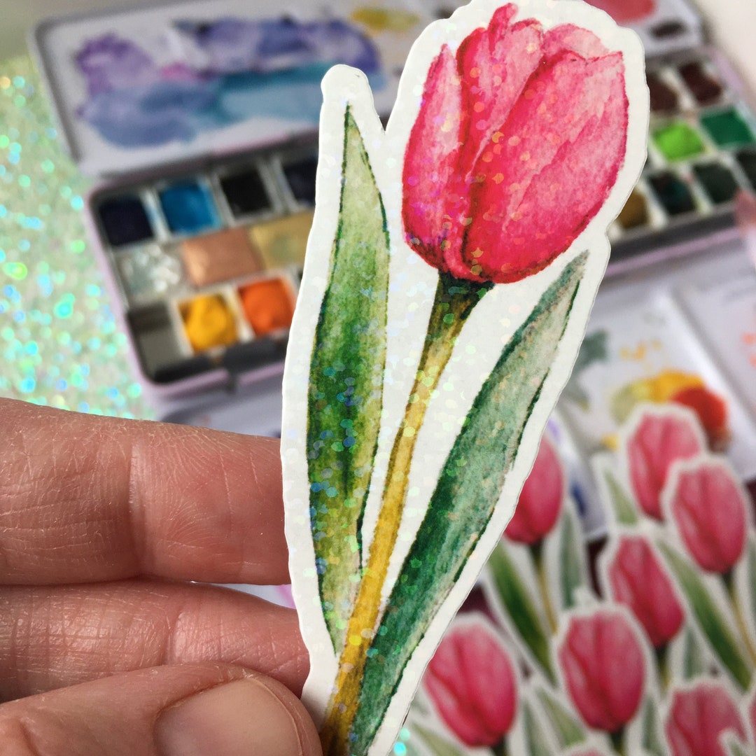 Tulip Stickers, Holographic Wildflowers, Stickers, Computer Stickers ...