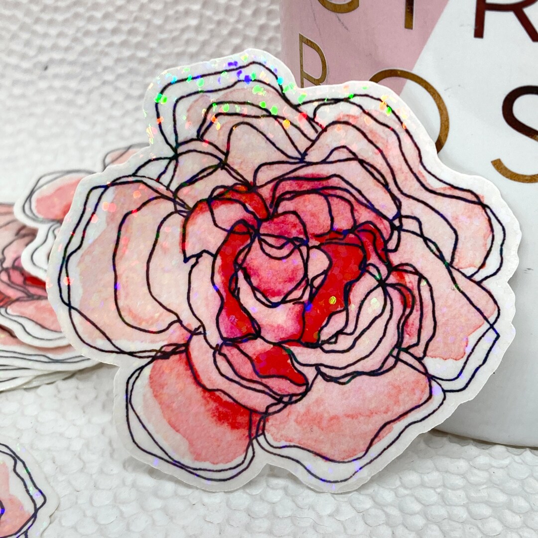 Pink Peony Sticker, Peony Decal, Watercolor Peony, Floral Sticker ...