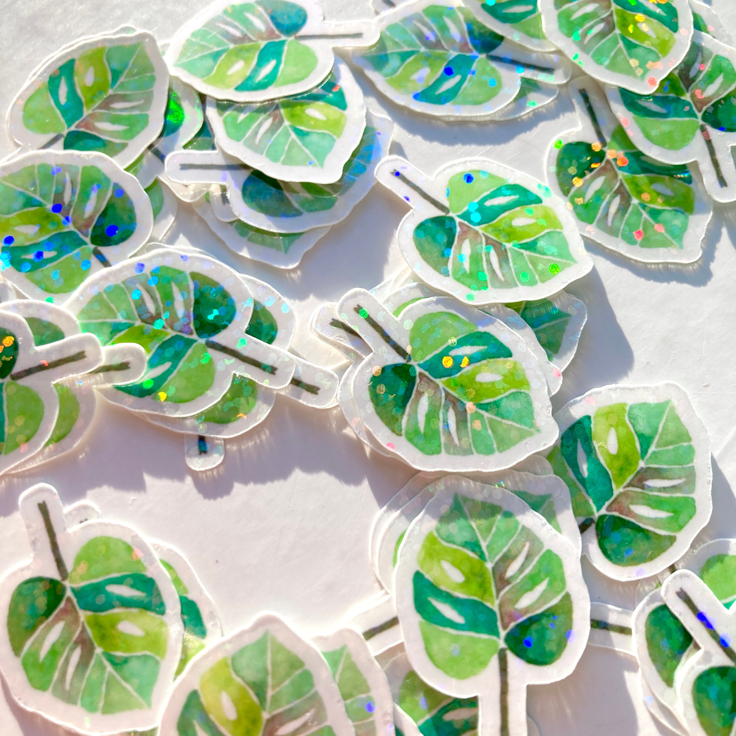 Monstera Leaves Sticker, Mini Glitter Sticker Flakes for Diy, Mixed ...