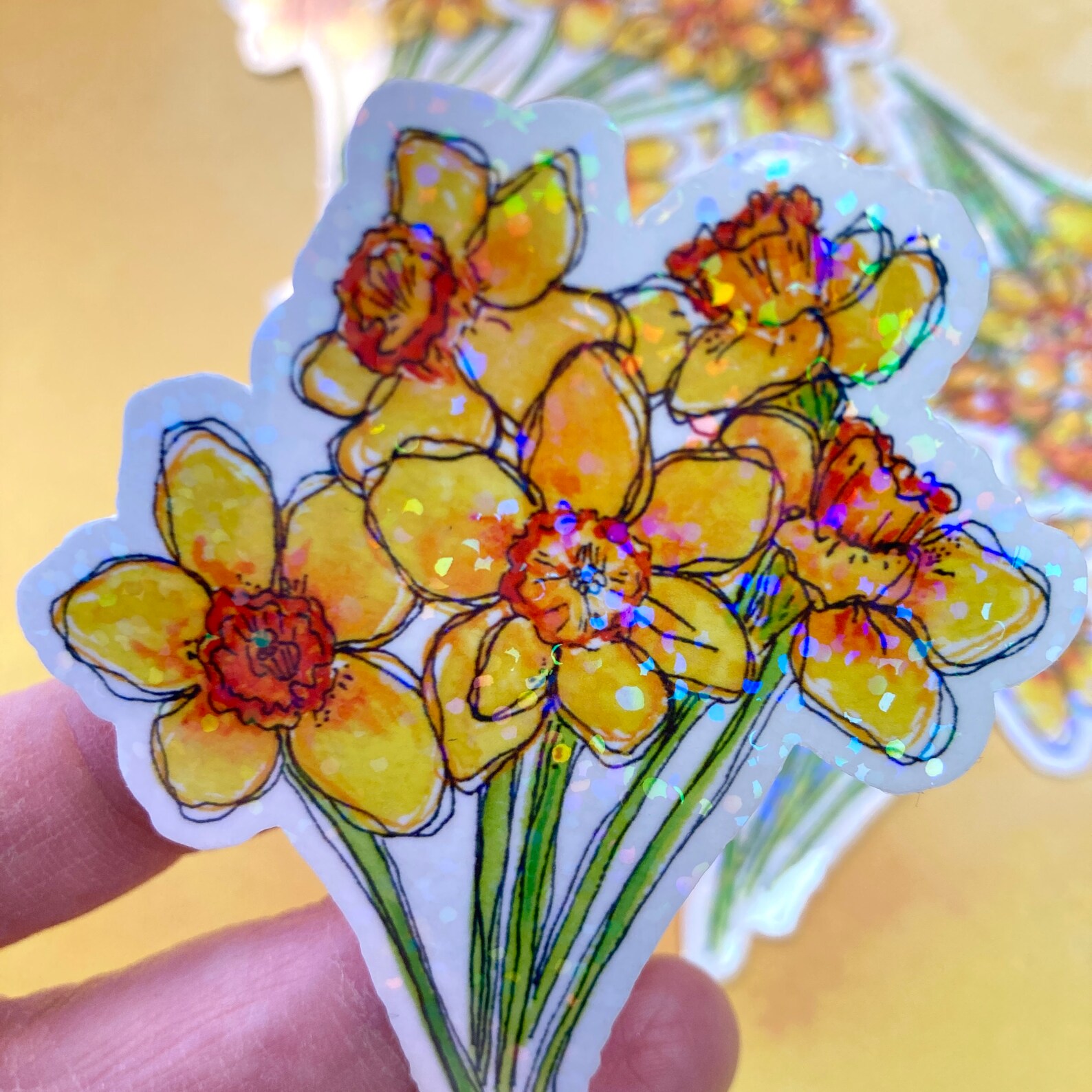 Daffodil Sticker Daffodil Decal Watercolor Flower Floral | Etsy