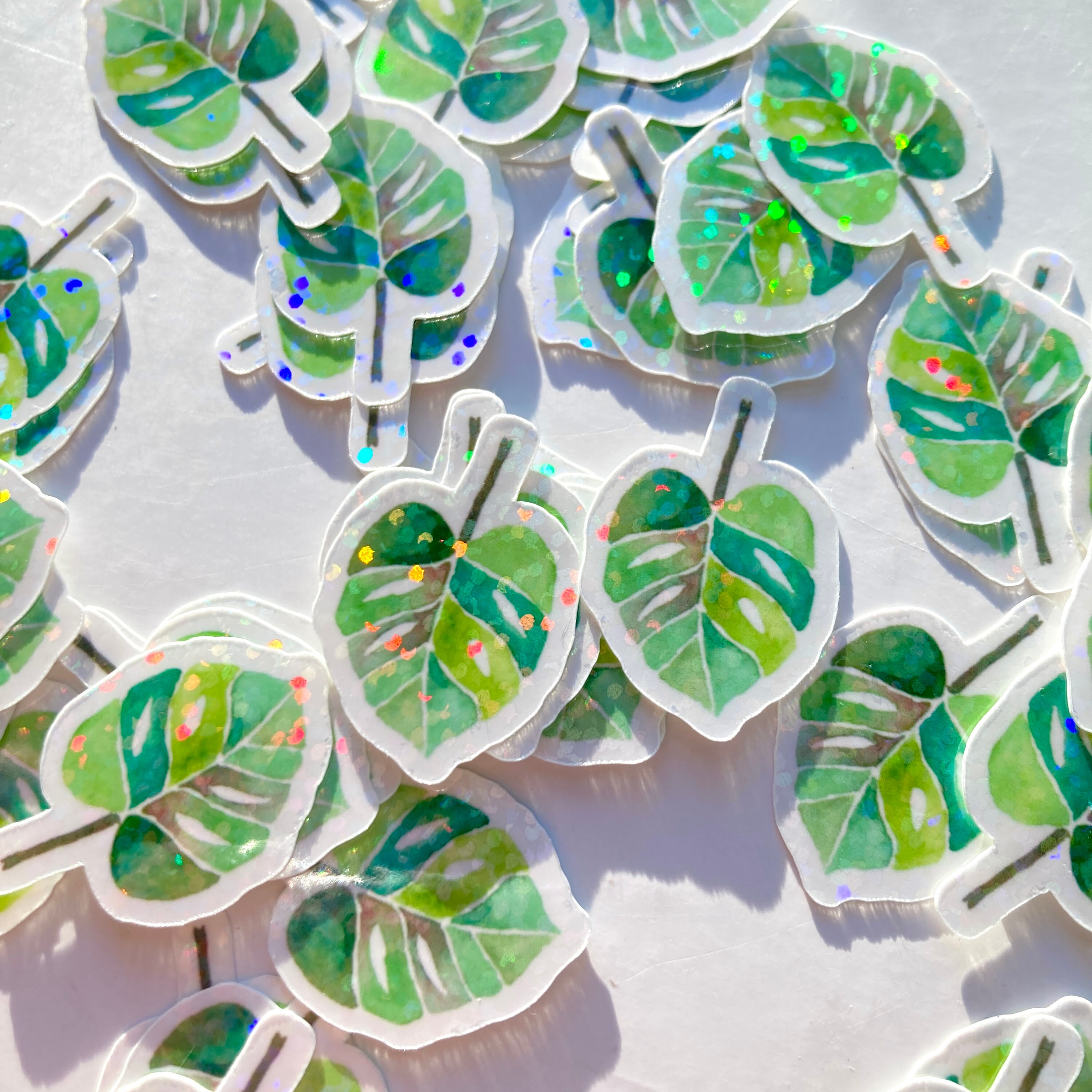 Monstera Leaves Sticker Mini Glitter Sticker Flakes for Diy - Etsy