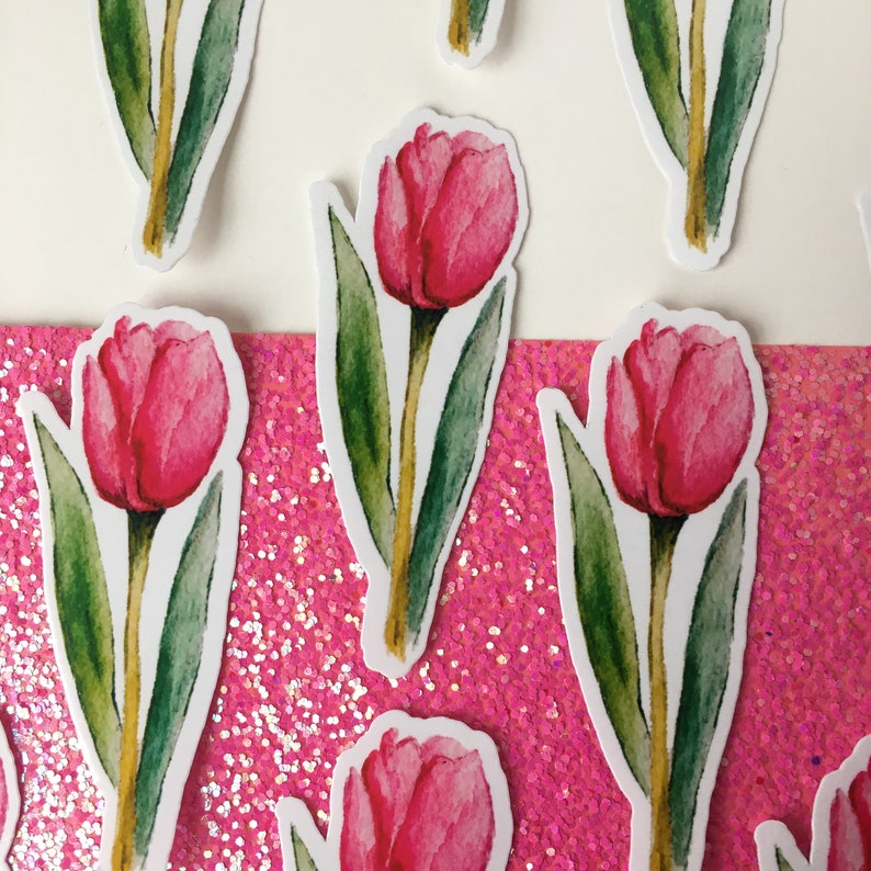 Tulip Stickers, Wildflower Decals, Handpainted Spring Flowers, Tulip ...