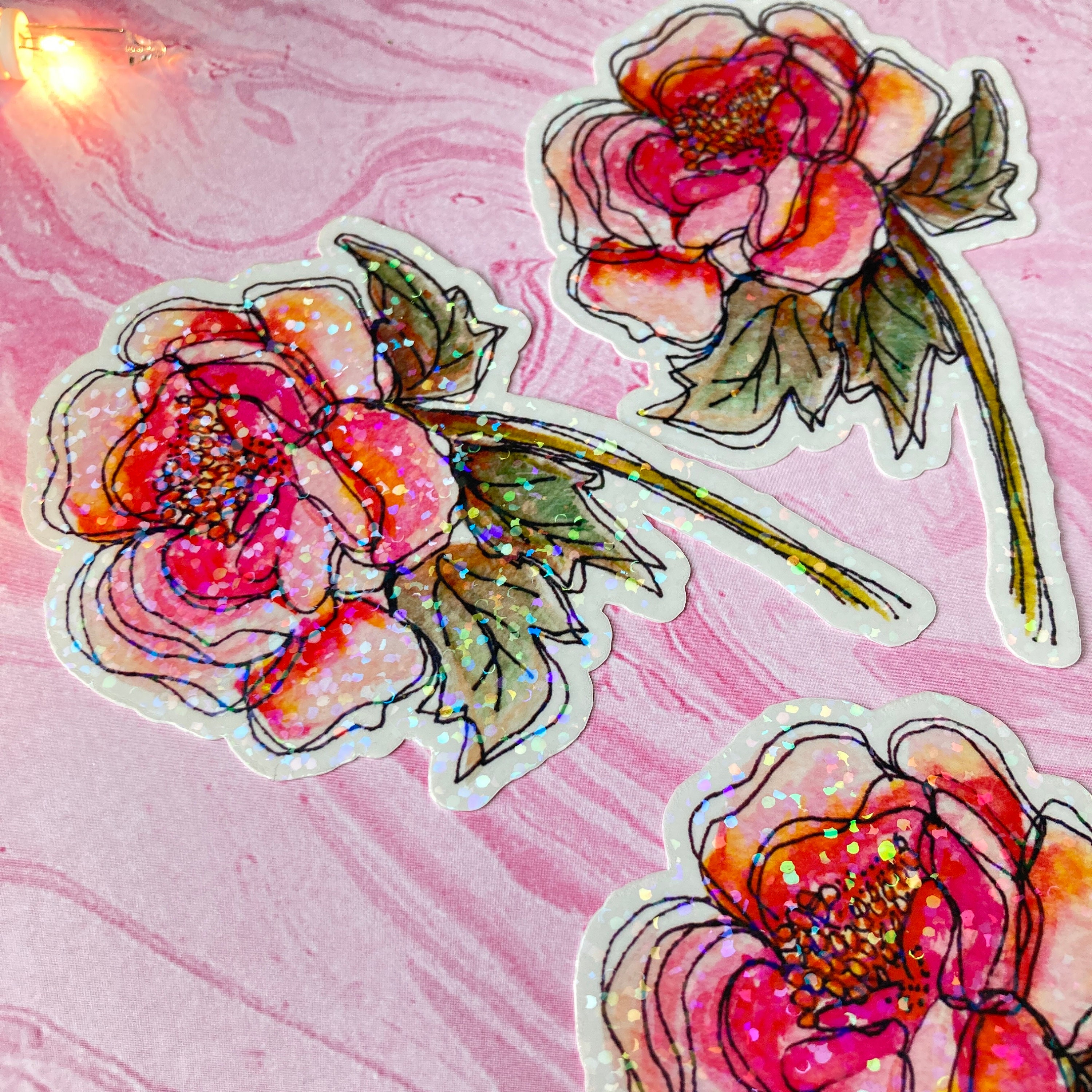 Peony Sticker, Waterproof Peony Decal, Watercolor Peony, Floral Sticker ...