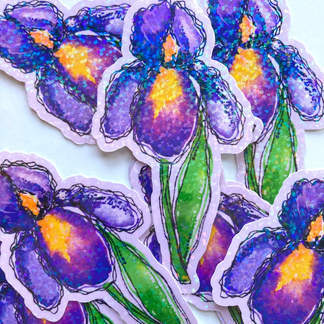 Iris Sticker. Waterproof Spring Flower Decal for Hydroflask. Aesthetic ...