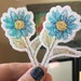 Glitter Daisy Stickers, Blue Daisy Sticker, Blue Sparkle Wildflower ...