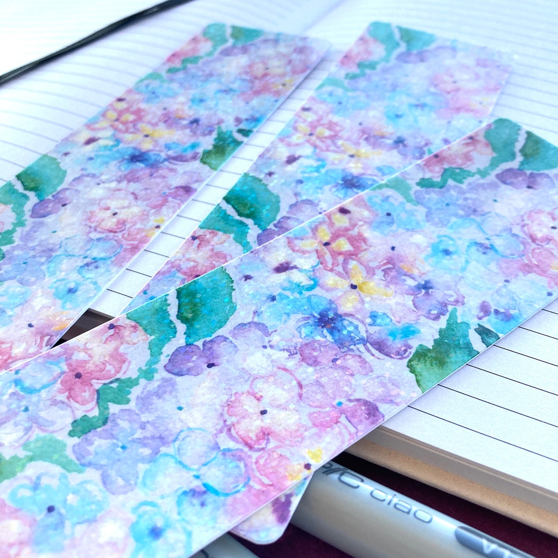 Hydrangea Bookmark, Flower Bookmark, Floral Bookmark, Watercolor ...