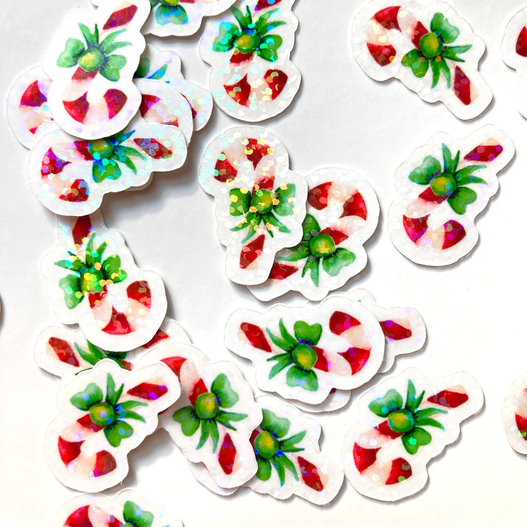 Mini Candy Cane Stickers, Christmas Stickers, Sticker Flakes ...