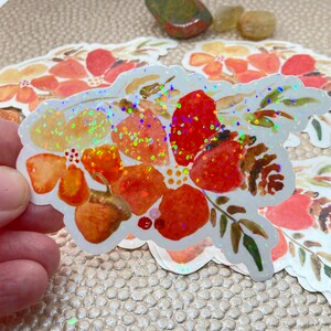 Fall Sticker, 3.25 X 2.25 In., Fall Flowers, Acorn, Berries, Pine Cone ...