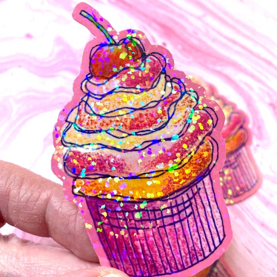Pink Cupcake Sticker Bakery Sticker Cupcake Sticker Laptop - Etsy