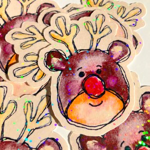 Rudolph Stickers. Reindeer Stickers. Cute Reindeer Decals for Christmas ...
