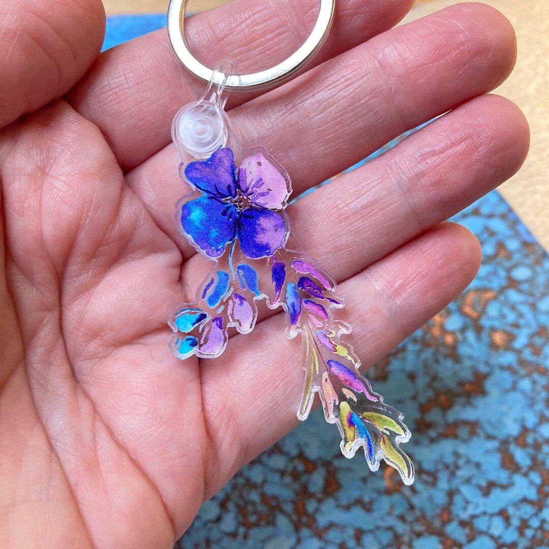 Flower Keychain, Galaxy Flower, Cute Flower Keychain, Key Ring, Floral ...