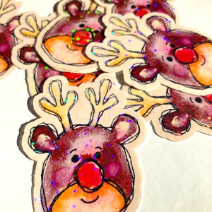 Rudolph Stickers. Reindeer Stickers. Cute Reindeer Decals for Christmas ...