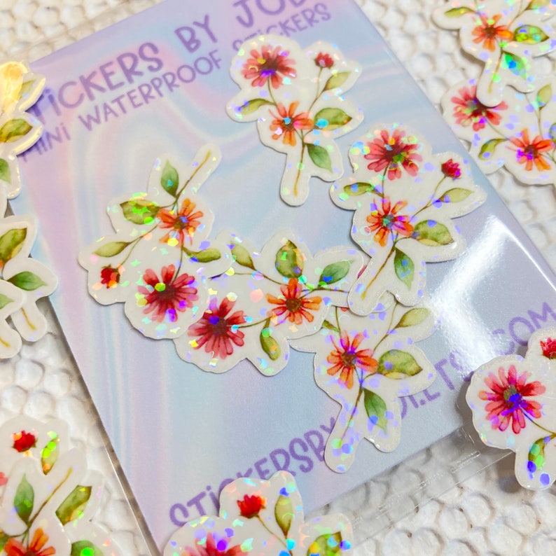 Mini Wildflower Sticker, Floral Stickers, Mini Flowers, Envelope ...