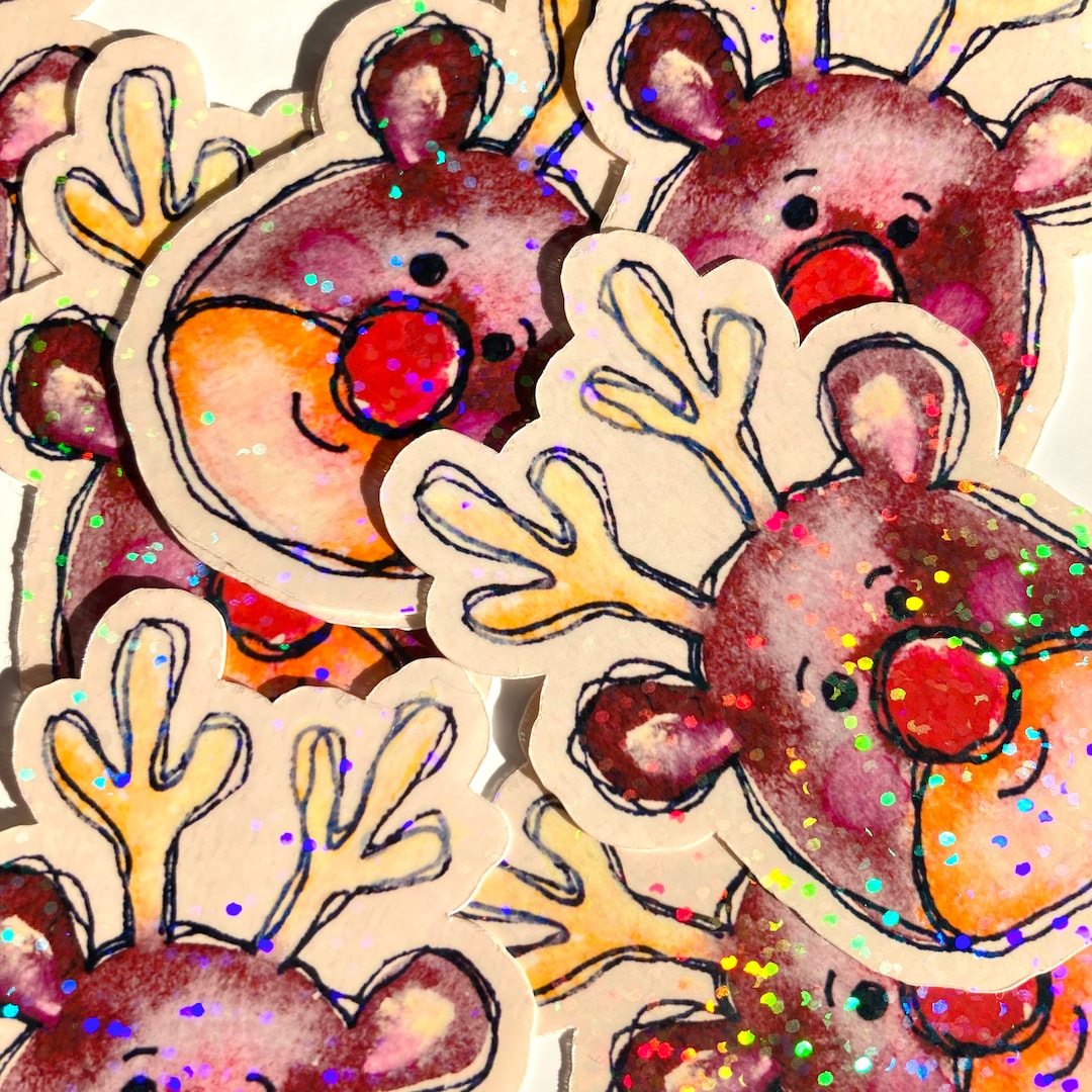 Rudolph Stickers. Reindeer Stickers. Cute Reindeer Decals for Christmas ...