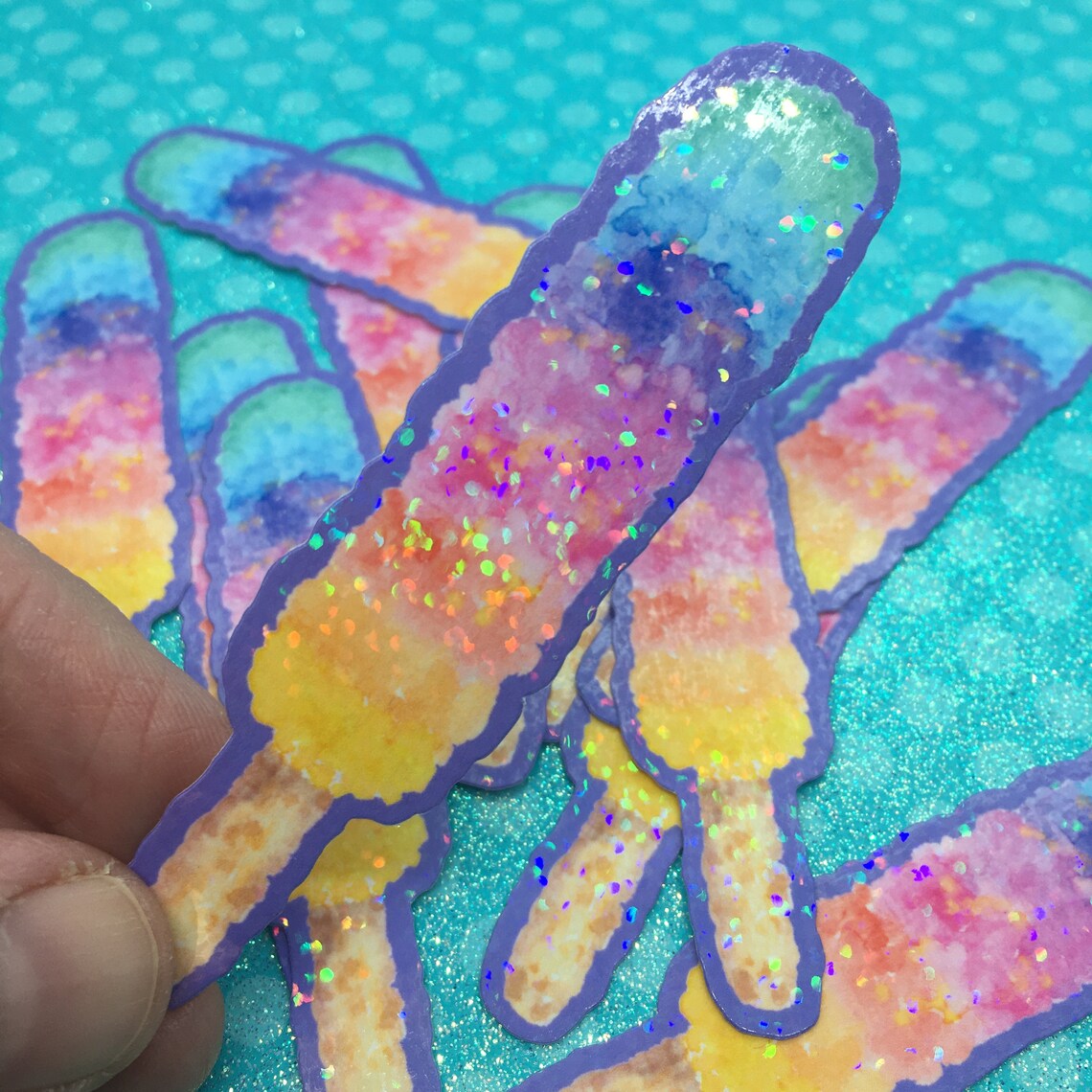Glitter Ice Pop Sticker, Rainbow Glitter Sticker, Rainbow Ice Pop ...
