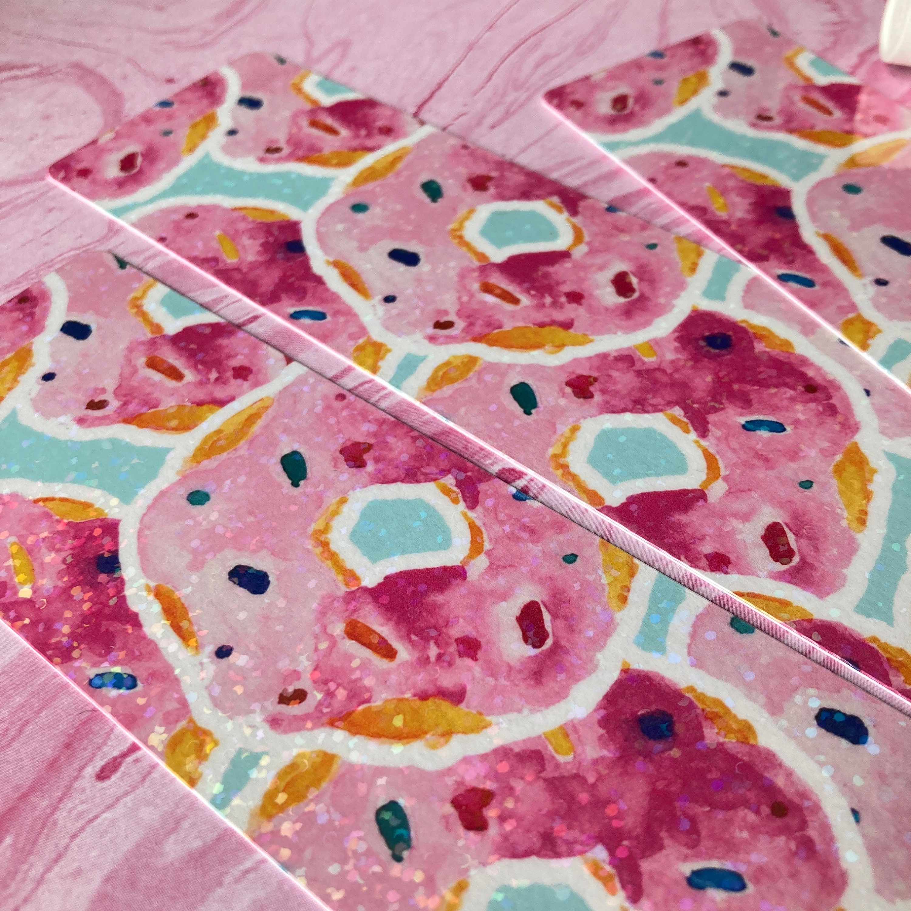 Donut Bookmark, Dessert Bookmark, Glitter Bookmark, Bookmarks ...