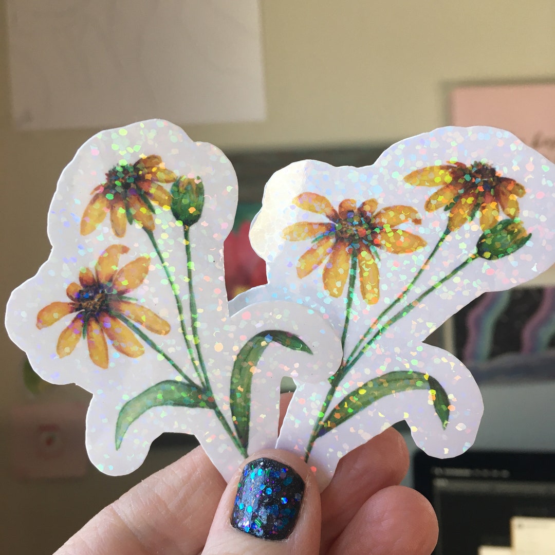 Glitter Black Eyed Susan Sticker, Glitter Wildflower Sticker ...