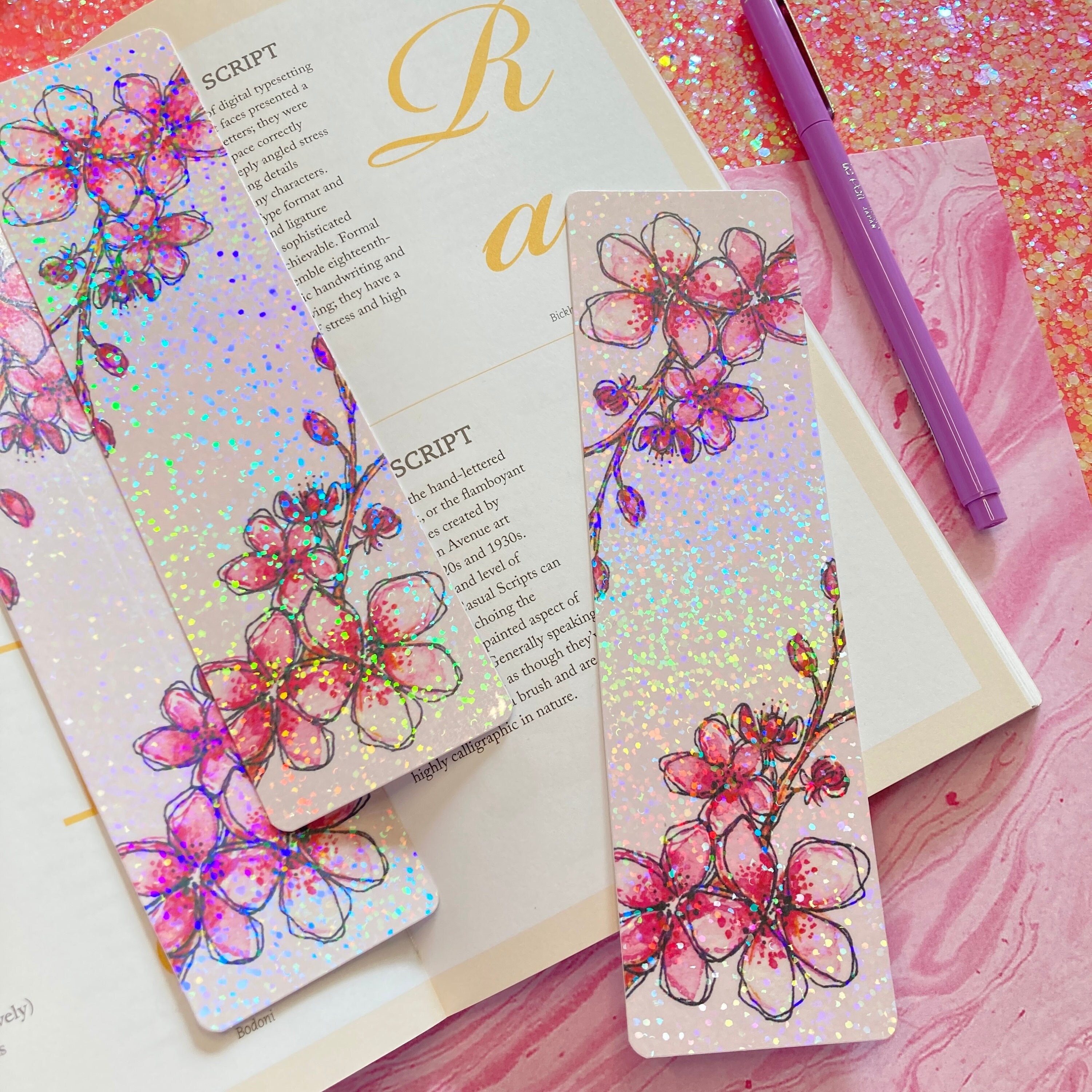 Cherry Blossom Bookmark Floral Bookmark Floral Book Mark - Etsy