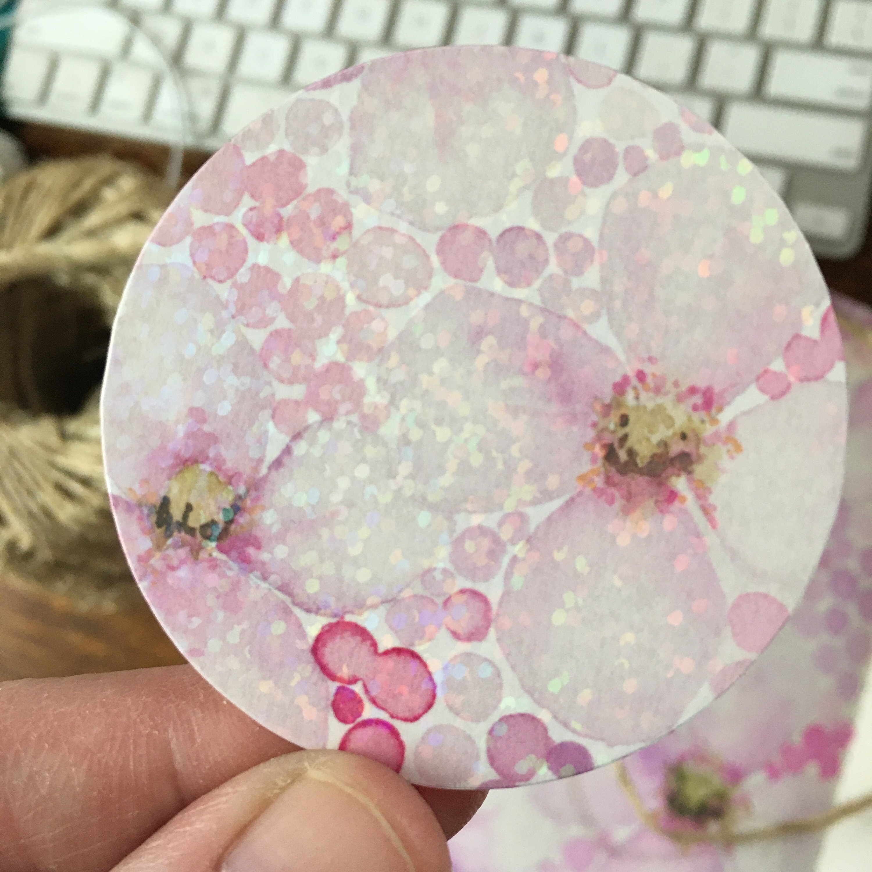 Glitter Sticker Round Floral Sticker 2.2 X 2.2 Inches - Etsy