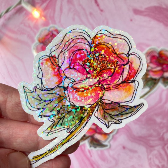 Peony Sticker Waterproof Peony Decal Watercolor Peony - Etsy
