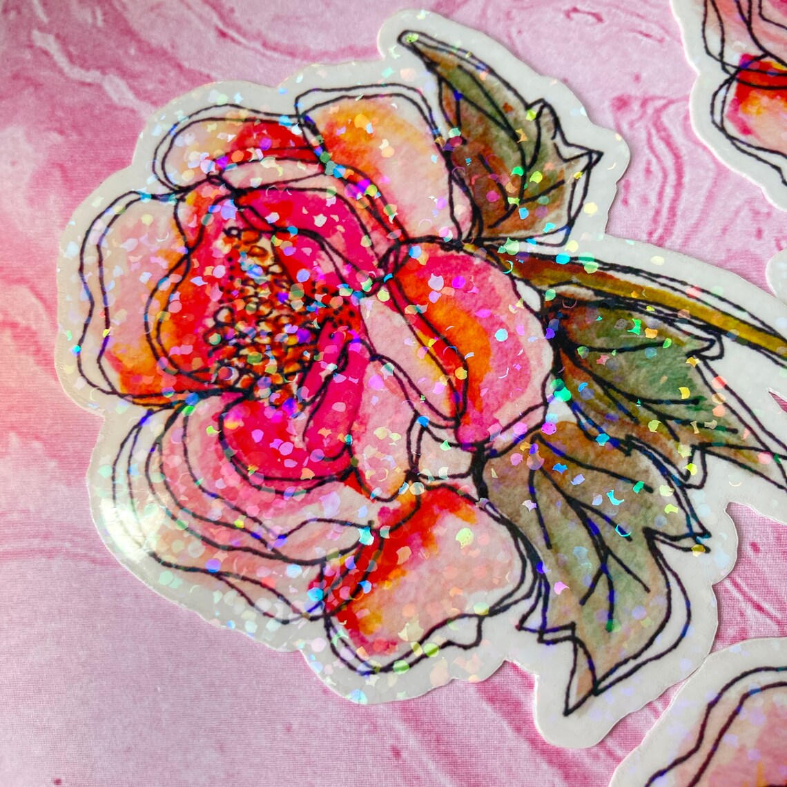 Peony Sticker, Waterproof Peony Decal, Watercolor Peony, Floral Sticker ...