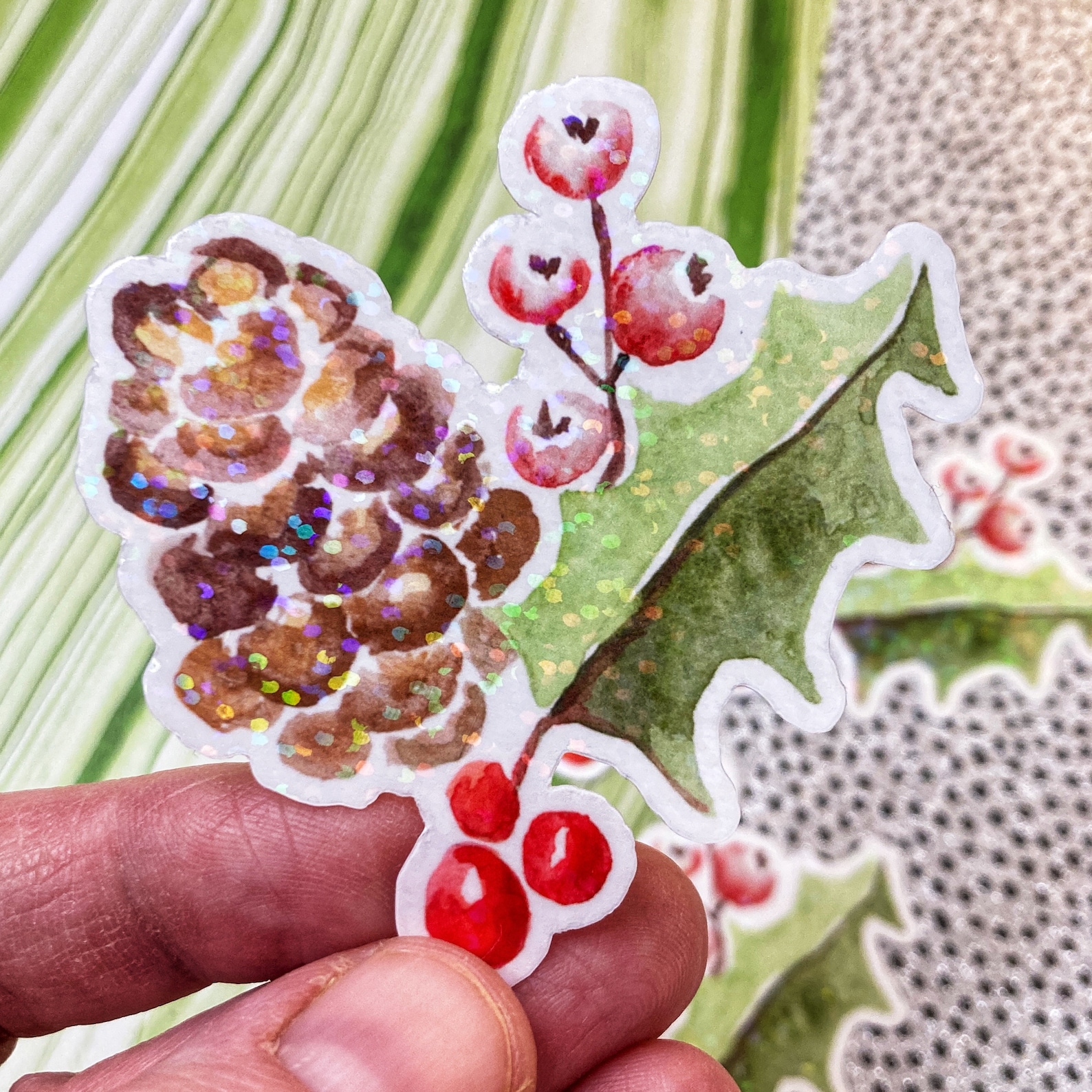 Pine Cone Sticker Mistletoe Sticker Berries Sticker 2.5 X | Etsy