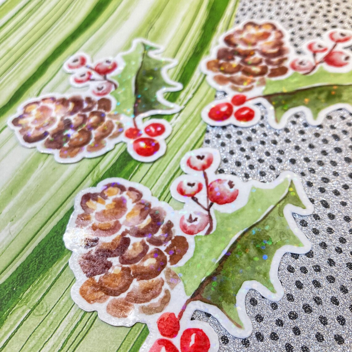 Pine Cone Sticker Mistletoe Sticker Berries Sticker 2.5 X | Etsy