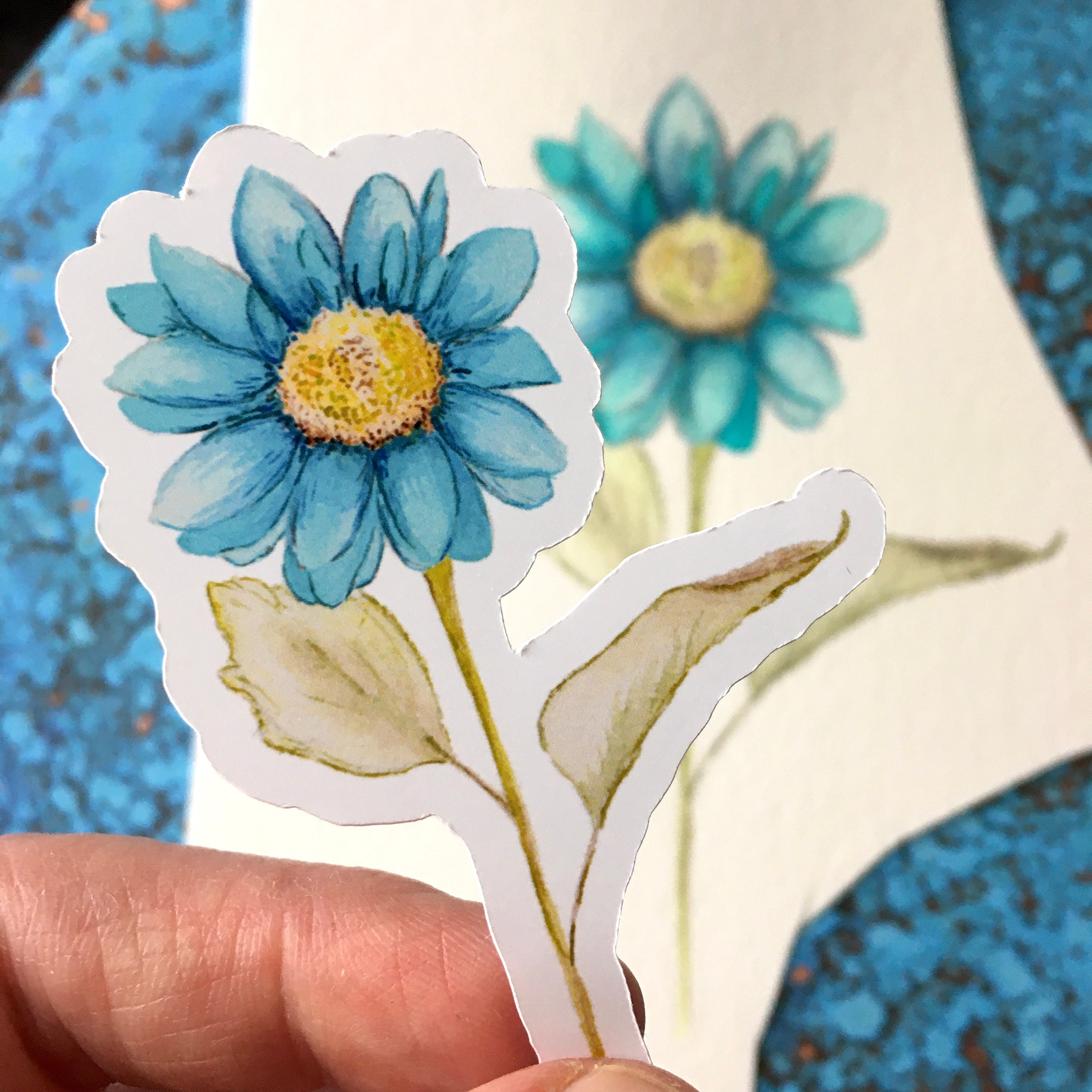 Daisy Sticker Wildflower Decal Blue Flower Decal Blue - Etsy