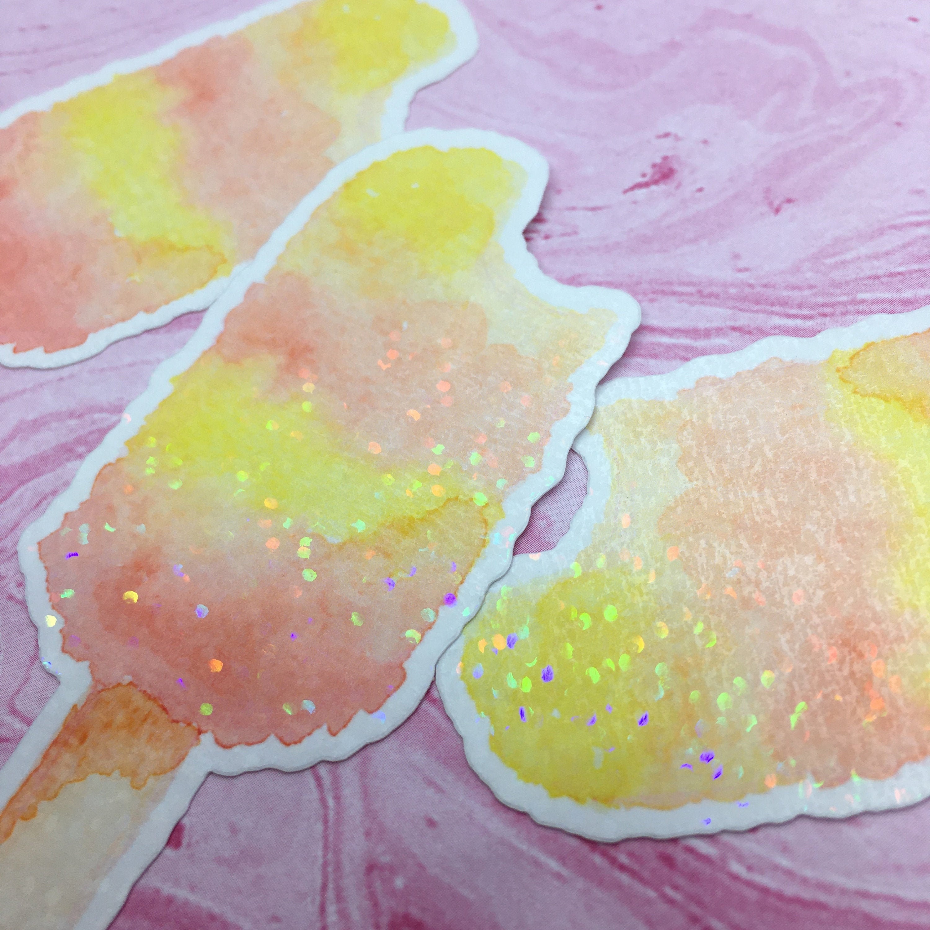 Orange Ice Pop Sticker Glitter Stickers Holo Decals Sherbet - Etsy