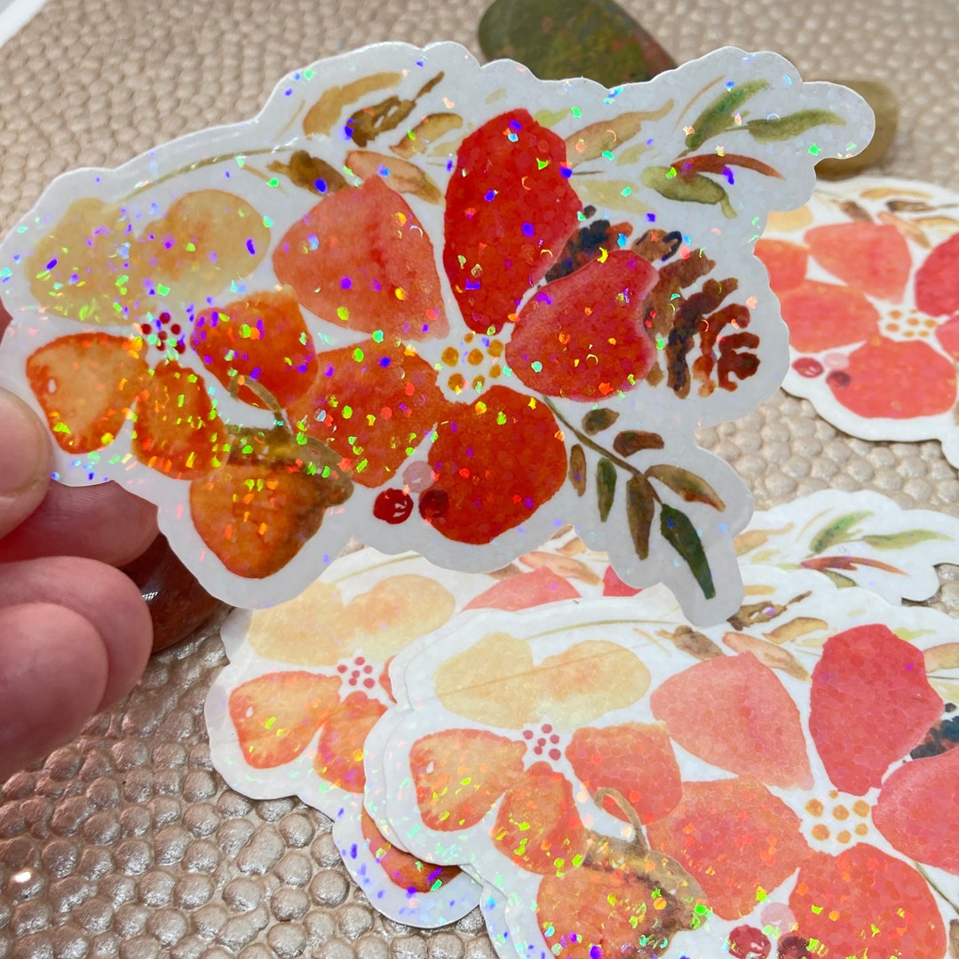 Fall Sticker, 3.25 X 2.25 In., Fall Flowers, Acorn, Berries, Pine Cone ...