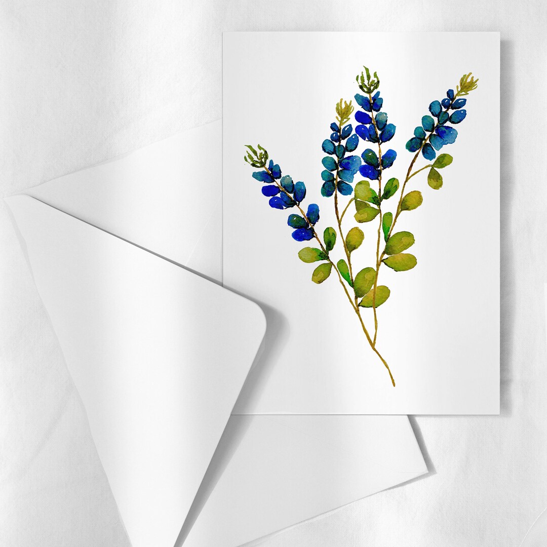 Blue Lupine Greeting Card, Bluebonnet Flowers, Blank Greeting Card ...