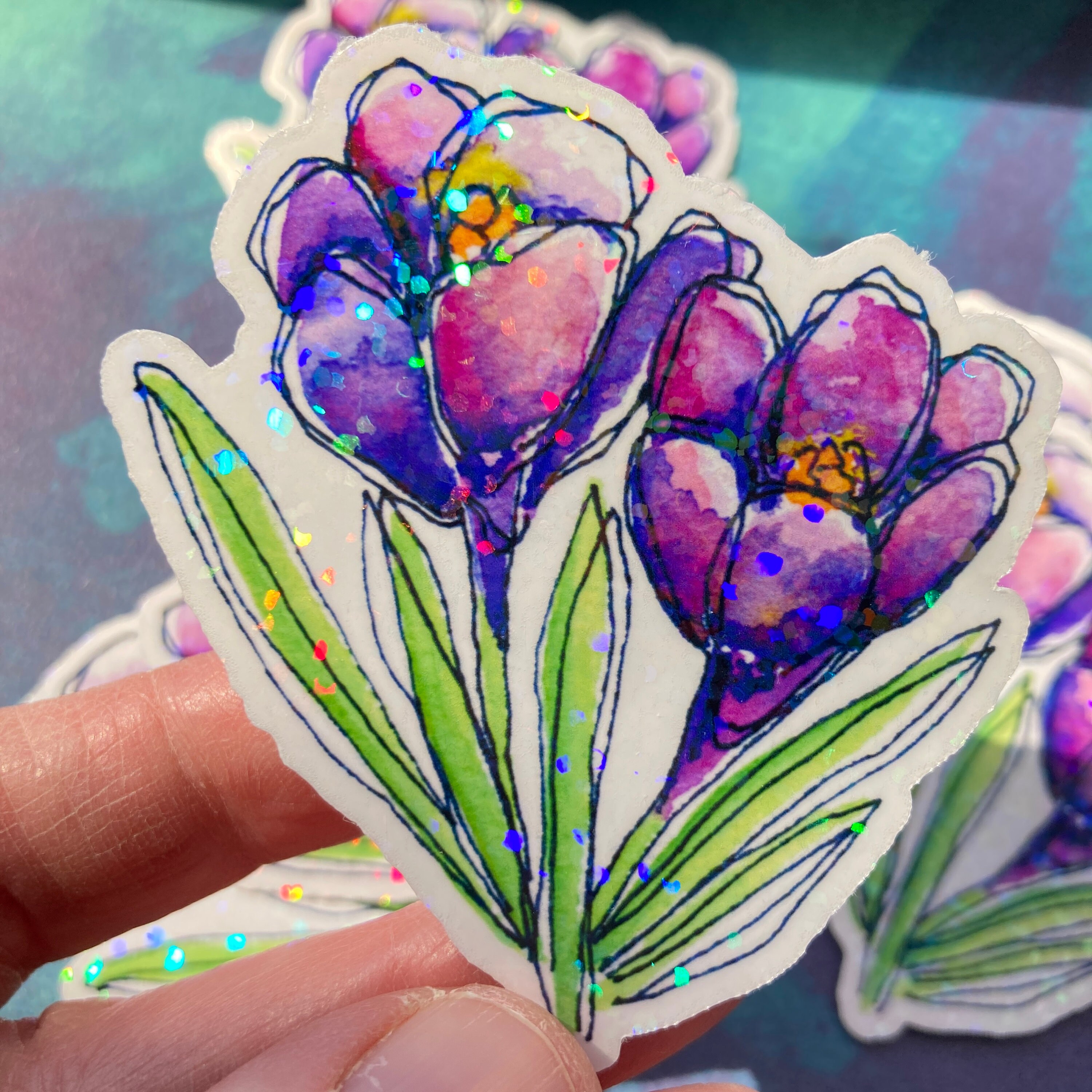 Purple Crocus Sticker Crocus Decal Watercolor Crocus Floral | Etsy