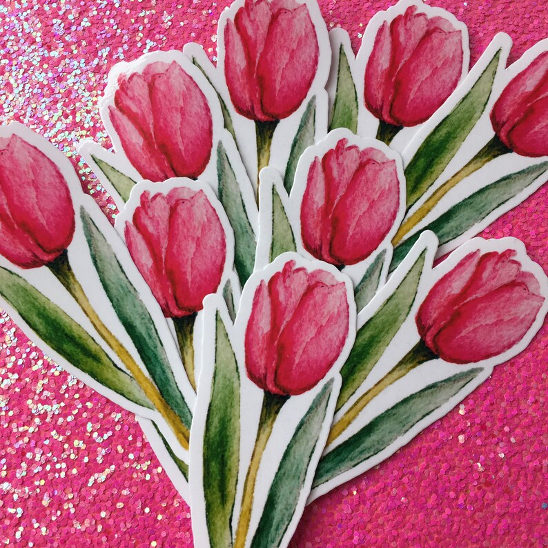 Tulip Stickers Wildflower Decals Handpainted Spring Flowers - Etsy