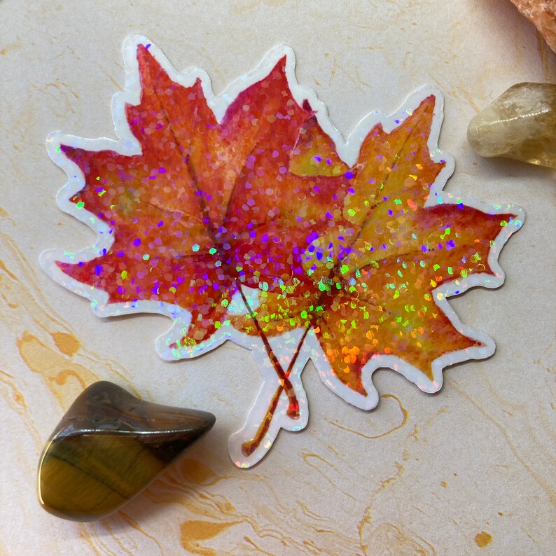 Maple Leaves Sticker, Fall Leaves Sticker, Vinyl Stickers, Watercolor ...