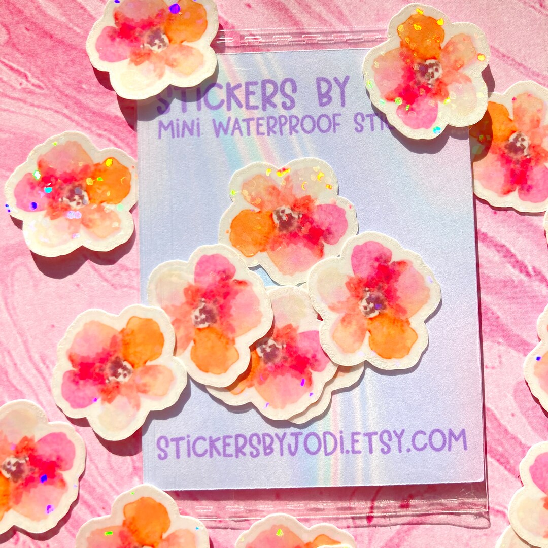 Mini Watercolor Flower Sticker, Sticker, Die Cut Decal, Waterproof ...