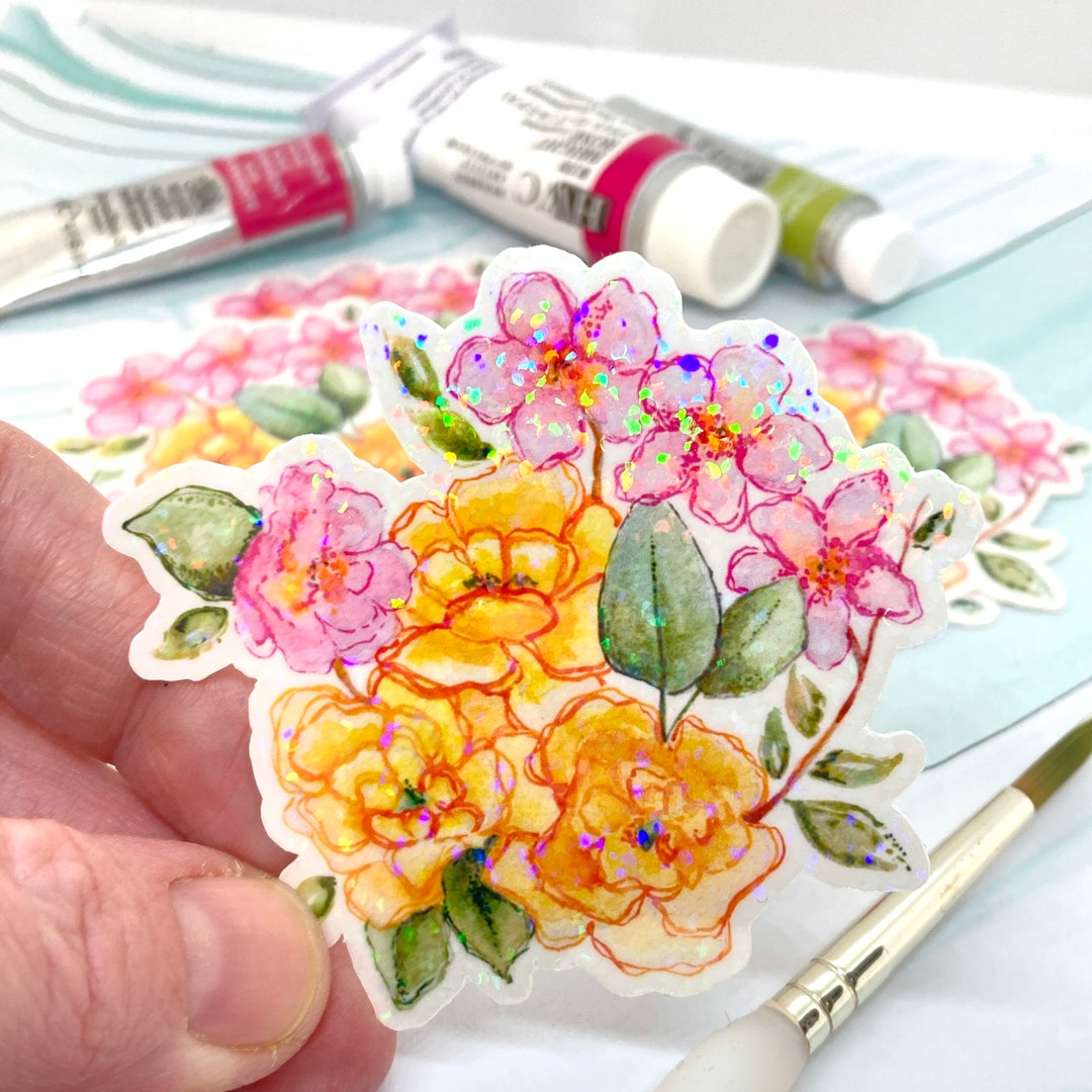 Wildflower Bouquet Sticker, 2.75 X 2.25 Inches, Watercolor Flowers ...