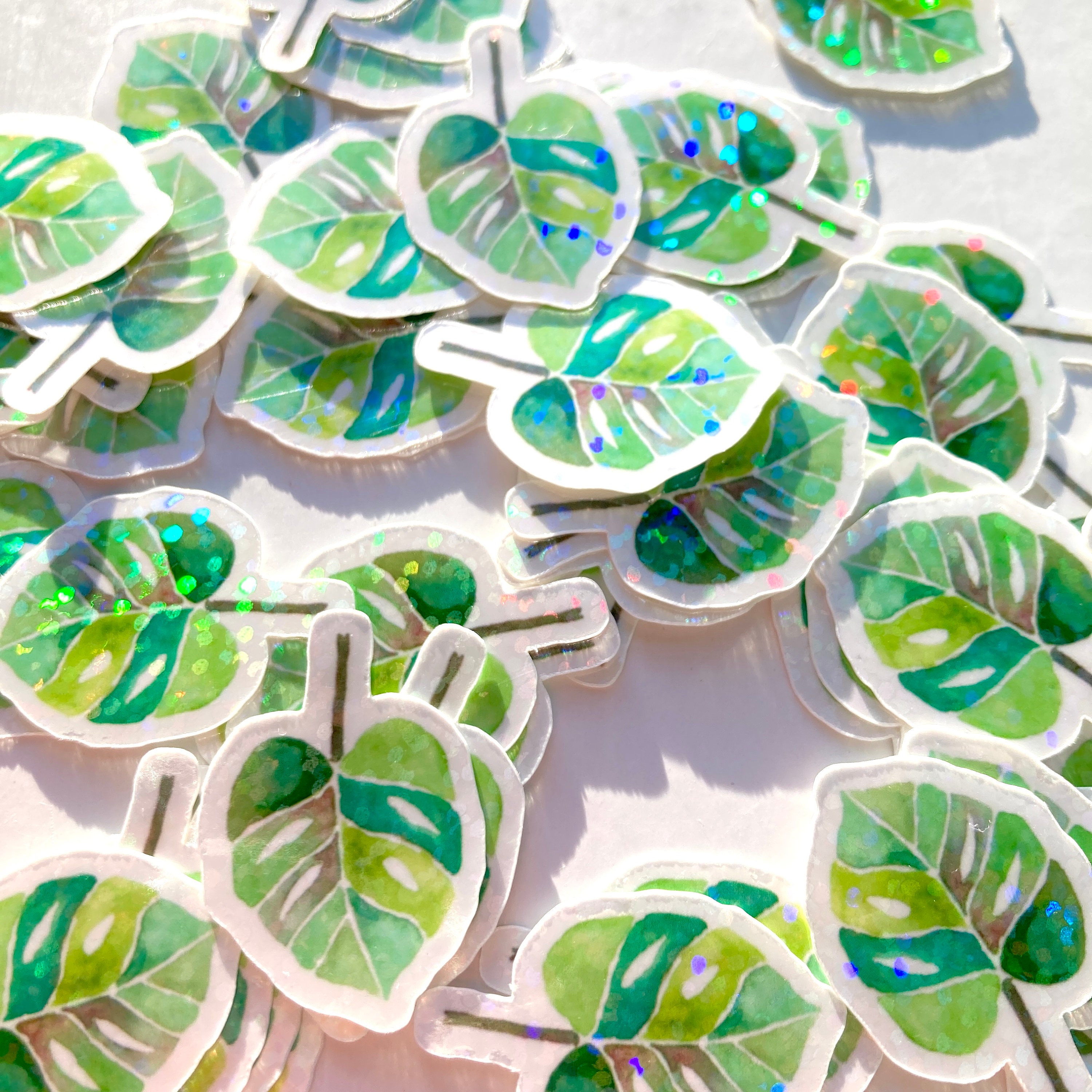 Monstera Leaves Sticker Mini Glitter Sticker Flakes for Diy - Etsy