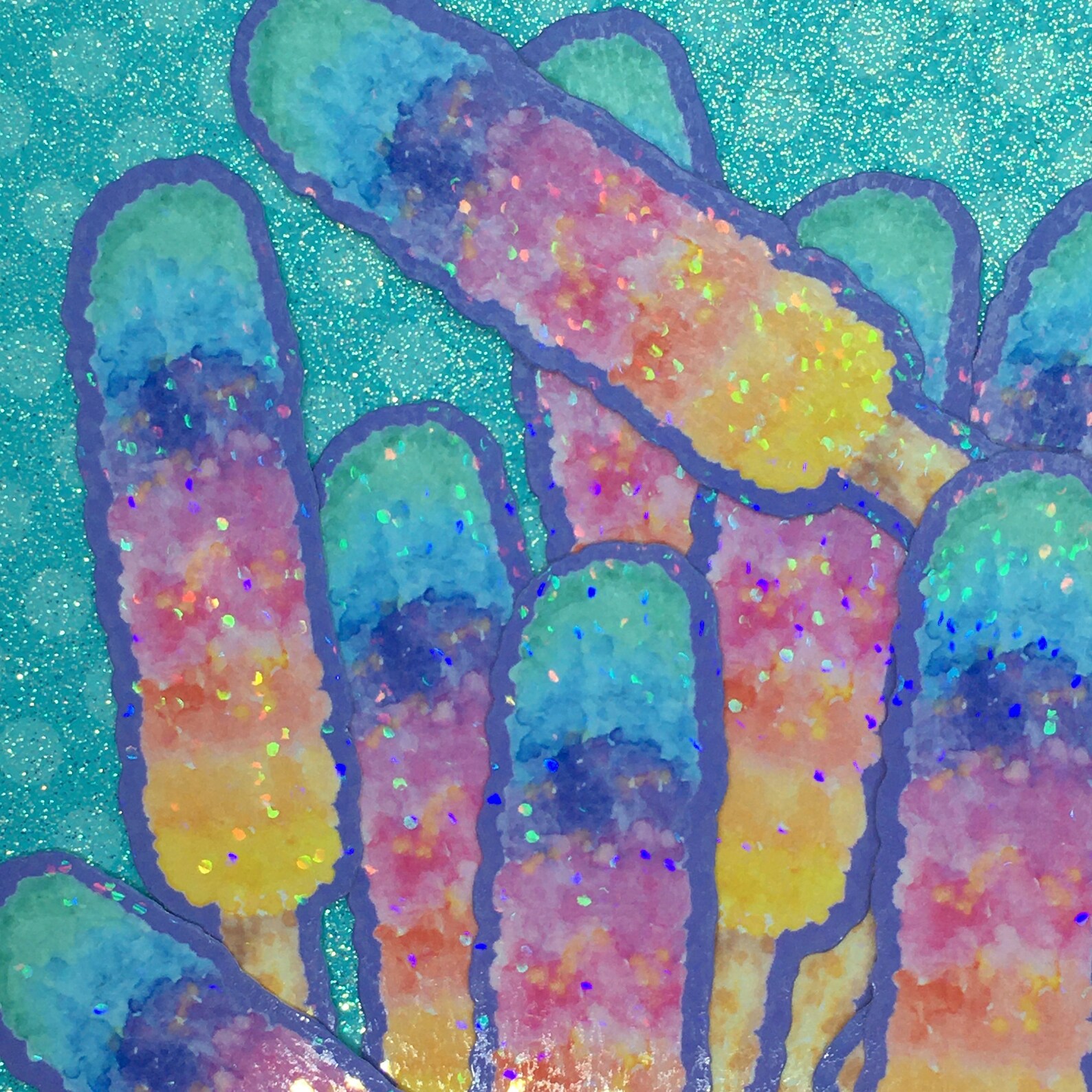 Glitter Ice Pop Sticker, Rainbow Glitter Sticker, Rainbow Ice Pop ...