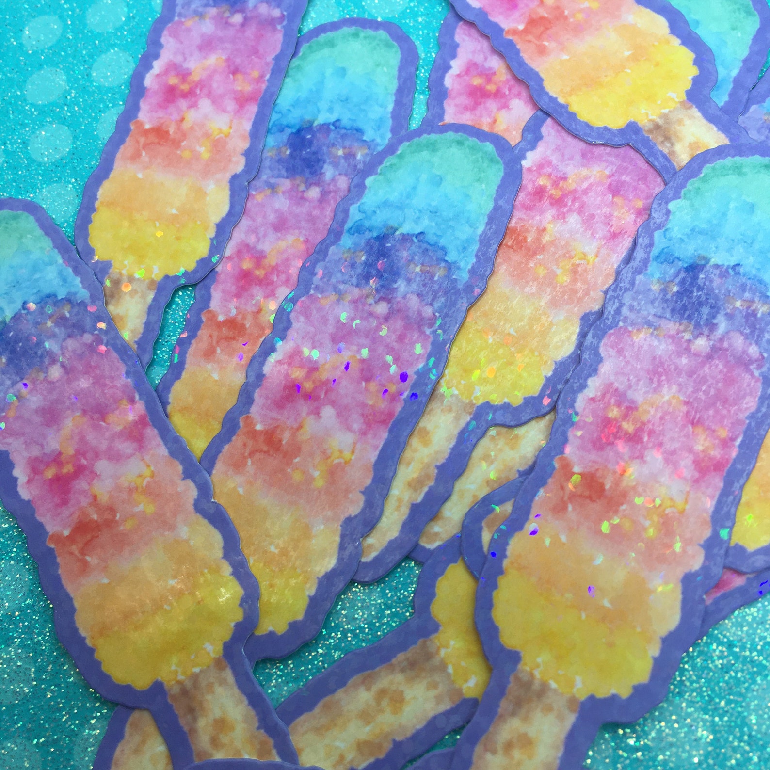 Glitter Ice Pop Sticker, Rainbow Glitter Sticker, Rainbow Ice Pop ...