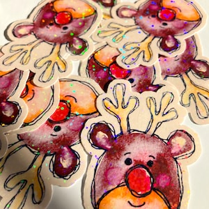 Rudolph Stickers. Reindeer Stickers. Cute Reindeer Decals for Christmas ...