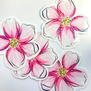 Pink Flower Sticker. Sparkly Stickers for Scrapbooking. Vinyl Decal for ...